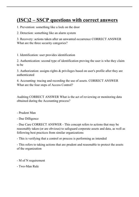 Isc2 Sscp Questions With Correct Answers Sscp Systems Security