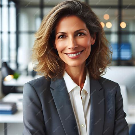 Premium Photo Confident Portrait Middle Aged Business Woman Smilling