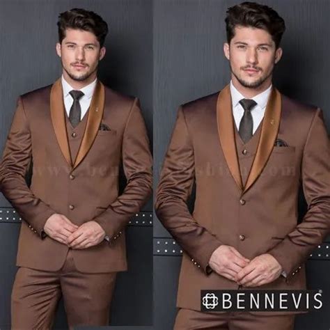 3 Piece Suit Party Gold Terry Rayon Mens Designer Suit At Rs 15999