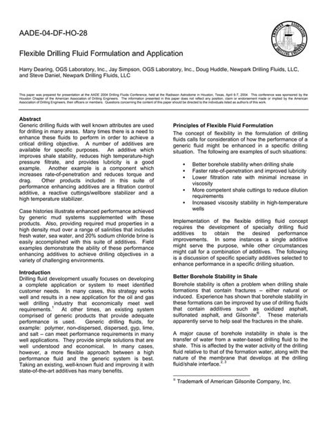 Flexible Drilling Fluid Formulation And Application Pdf