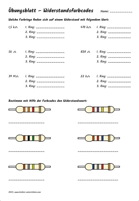 Farbcode Des Widerstands Im Pdf Format
