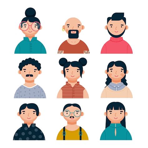 Ilustración de caras de retrato de avatar Vector Premium