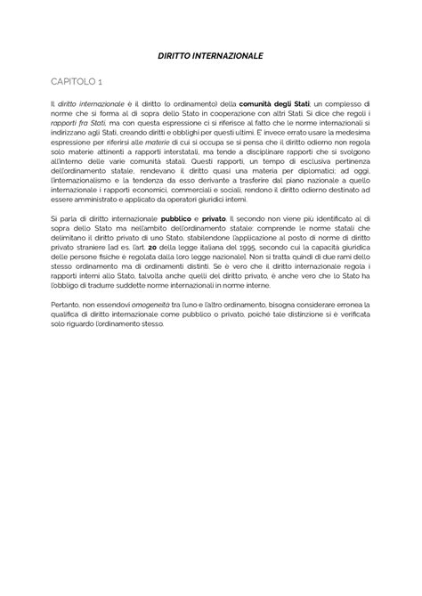 Diritto Internazionale Riassunto Primi 20 Capitoli Sintesi Del