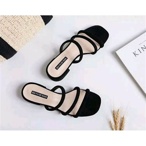 Jual Sandal Wanita Wedges Sandal Wanita Hak Tahu 3 Cm Strip 3 Suede