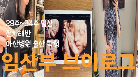 임신브이로그 28주~34주 일상전치태반 이슈아산병원 출산 확정 Youtube