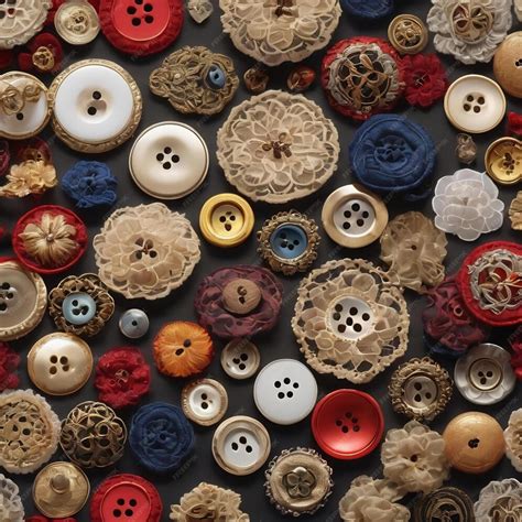 Premium Photo Various Types Of Buttons With Lace Fabric