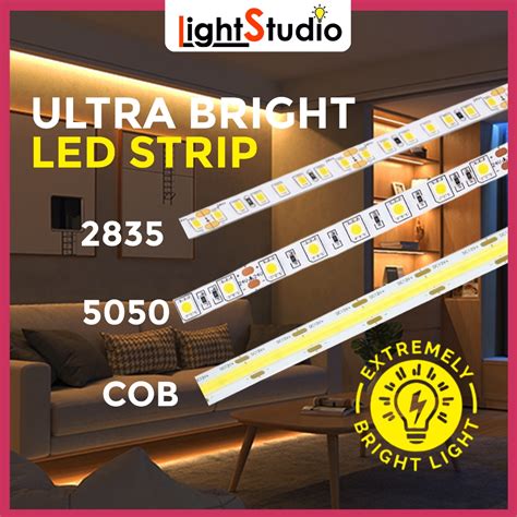 Ultra Bright Indoor Led Strip Light 2835 5050 Cob [5 Meter] Shopee