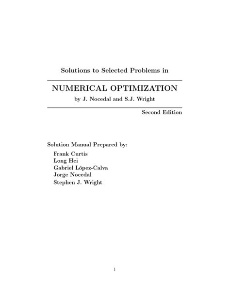 Jorge Nocedal Stephen Wright Numerical Optimization Solution
