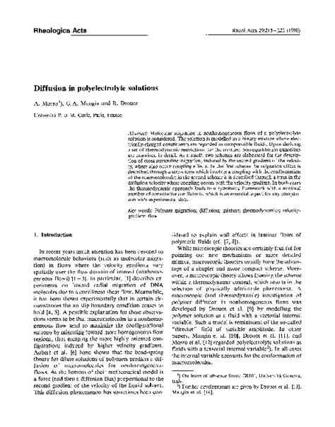 Pdf Diffusion In Polyelectrolyte Solutions