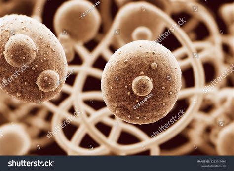 Bacteria Under Microscope 3d Illustration Nano Stock Illustration