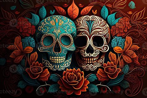 Dia De Los Muertos Background Day Of The Dead Art Decoration Bones