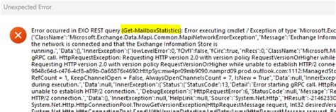 ConnectionFailedTransientException Easy365Manager