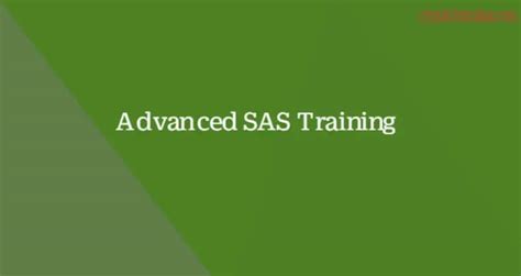 Advanced SAS TRAINING Crystal