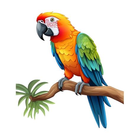 Premium Psd Beautiful Parrot Sitting On Tree Branch