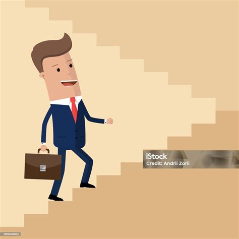 상승 계단 위로 올라가는 사업가 비즈니스 컨셉 성장과 성공의 길 벡터 일러스트레이션 개념에 대한 스톡 벡터 아트 및 기타 이미지 개념 개념과 주제 개발 Istock