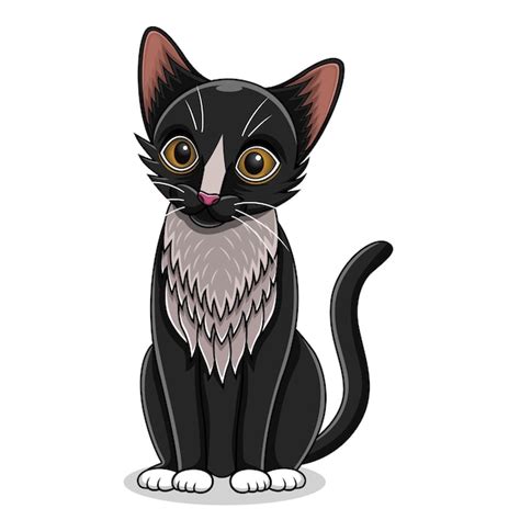 Dessin Animé Chat Noir Assis Vecteur Premium