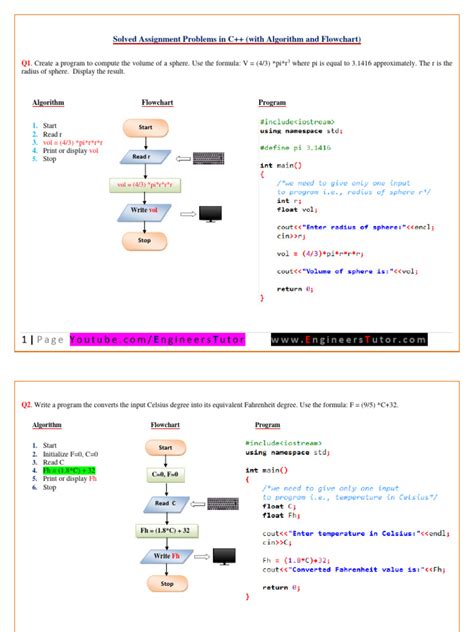 Cpp With Algorithm And Flowchart Pdf Pi Algorithms