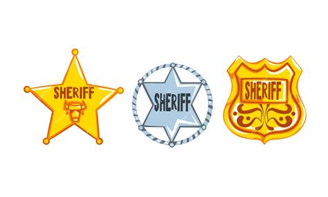 Premium Vector Sheriff Badges Set Silver And Golden Police Signs