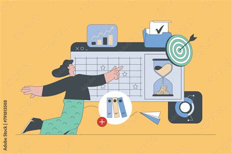 Project Management Concept In Modern Flat Design For Web Woman Creating Workflow Scheduling