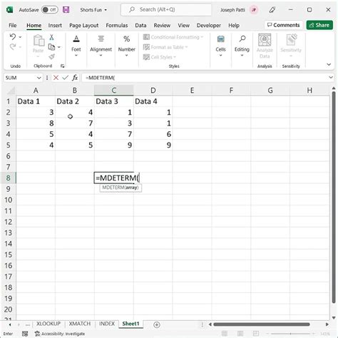 the learnit minute mdeterm function excel shorts youtube