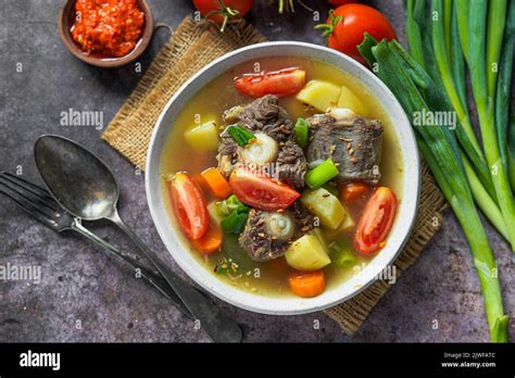Indonesian Food Sop Buntut Oxtail Clear Soup Stock Photo Alamy
