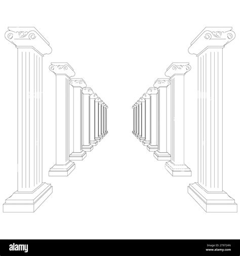 Column Hall Outline Gorgeous Corridor With Columns Vector