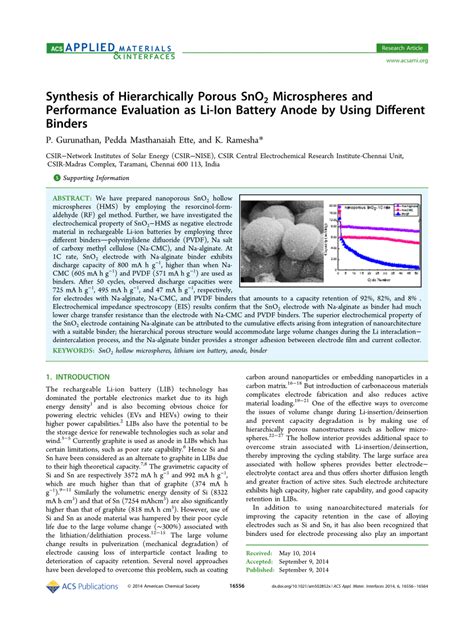 Pdf Synthesis Of Hierarchically Porous Sno2 Microspheres And