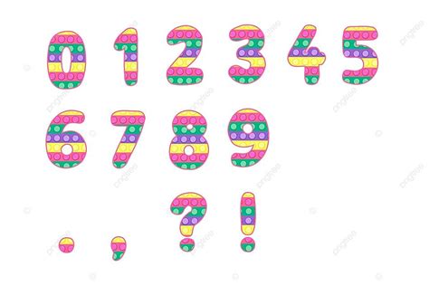 Vector Clipart Of Fidget Toy Style Numbers And Symbols In Pink Yellow