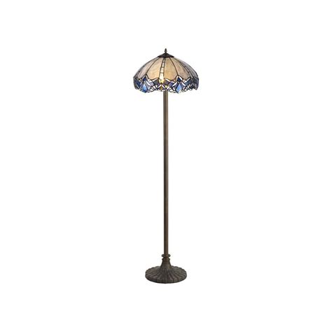 Tiffany 2 Light Stepped Floor Lamp 40cm Blue Clear Crystal