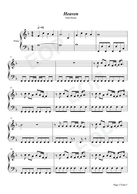 Niall Horan Heaven Sheet Music Downloads
