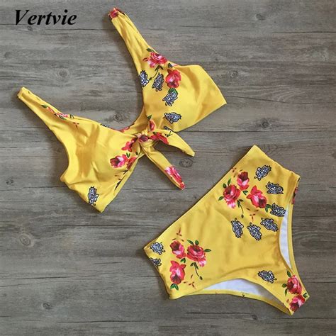 2018 Sexy Flower Floral Printed Bikinis Set Women Tankinis High Waist