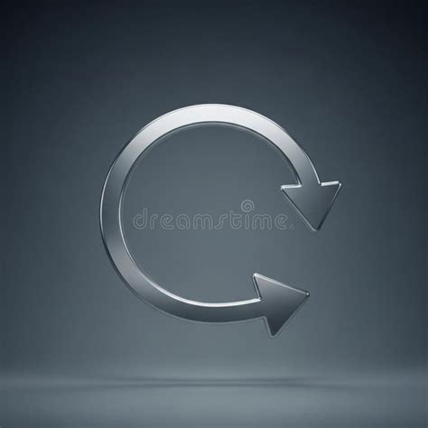 A Metallic Three Dimensional Refresh Or Reload Icon With Two Arrows