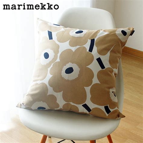 メール便 可 】 マリメッコ ピエニ ウニッコ クッションカバー 50×50cm オフホワイト×ベージュ×ダークブルー 中綿なし