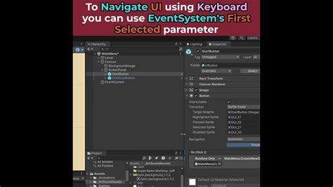 Unity Ui Button Selection Using Keyboard And Gamepad Youtube