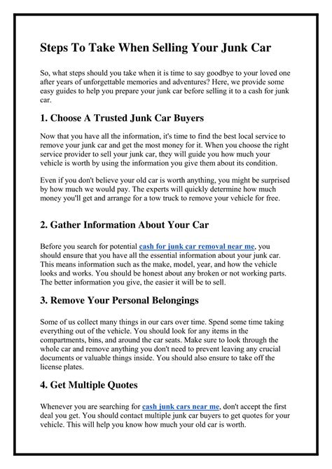 Ppt 5 Things To Do Before You Sell Your Junk Car For Cash Powerpoint