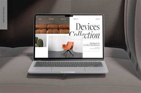 Premium Psd Macbook Air On Sofa Mockup Front View