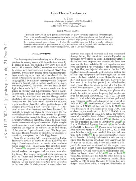 Laser Plasma Accelerators Pdf Electron Particle Accelerator