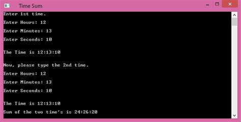 Time Sum Using Structure In Cc Language C C And Assembly Language Programs And Tutotrials