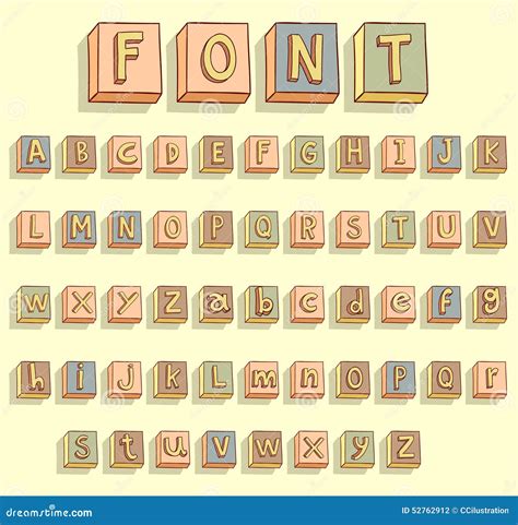Vintage Wood Letterpress Printing Blocks Vector Illustration Stock