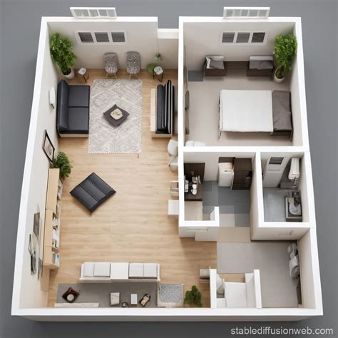 Layout Of Small Studio Apartment For Needlework Stable Diffusion Online