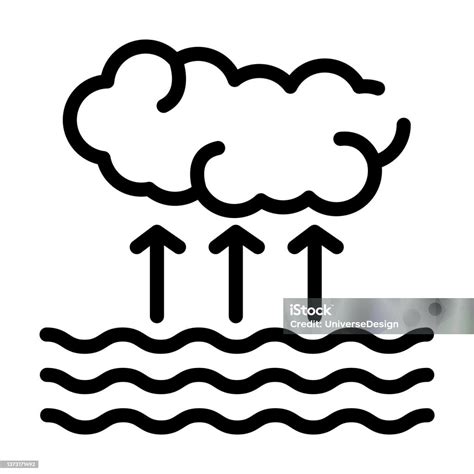 증발 얇은 선 아이콘 기술 개념 격리 윤곽 기호에서 물 조수 선형 아이콘 웹 디자인 및 앱에 대한 벡터 그림 기호 요소입니다 로고에 대한 스톡 벡터 아트 및 기타 이미지