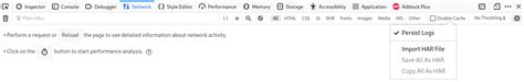 Can I Prevent The Firefox Developer Tools Network Panel From