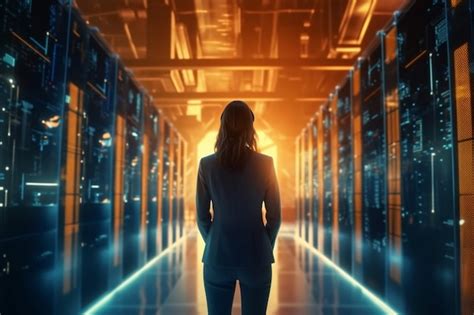 Premium Photo Successful Female Data Center IT Specialist Using Tablet Computer Turning