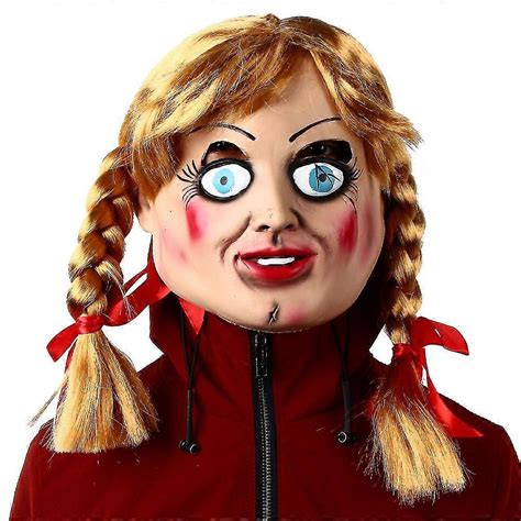 Annabelle Mask Wig Scary Doll Horror Film Fancy Dress Party Cosplay Costume Accessory Fruugo Uk