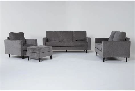 Bradley Charcoal Grey Fabric Modern 4 Piece Sofa Loveseat Arm Chair