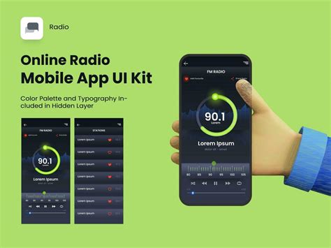 Online Radio Mobile App Ui Kit Including Fm Radio Station Screens For