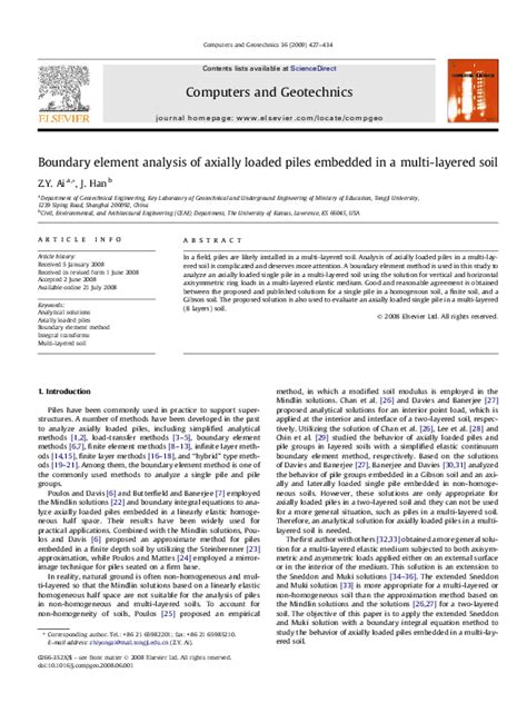 Pdf Boundary Element Analysis Of Axially Loaded Piles Embedded In A