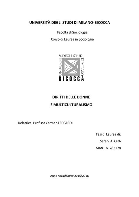 Diritti Delle Donne E Multiculturalismo Docsity
