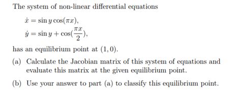 Solved The System Of Non Linear Differential Equations Chegg