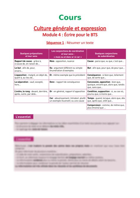 SOLUTION BTS Culture Generale 1ere Annee Module 4 Sequence 1 Studypool